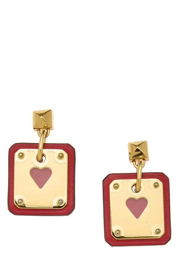 Hermès Gold As De Coeur Earrings - Rouge Coeur