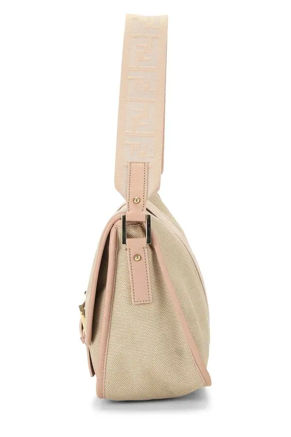 Fendi Jacquard Canvas Shoulder Bag - Beige