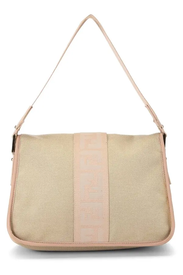 Fendi Jacquard Canvas Shoulder Bag - Beige