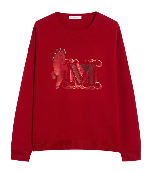 Max Mara Monogram Wool-cashmere Sweater - Red