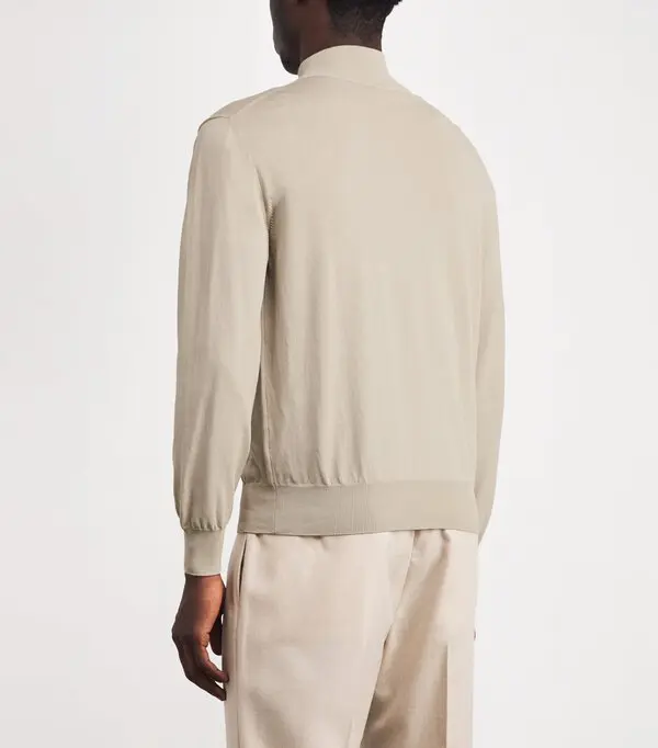 Canali Cotton Half-zip Sweater - Beige