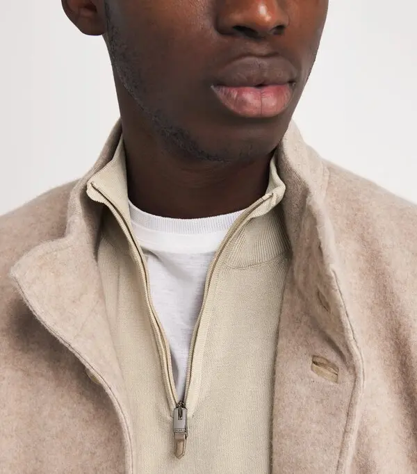 Canali Cotton Half-zip Sweater - Beige