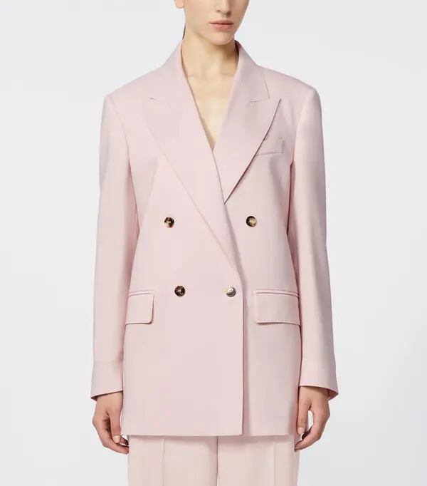 Max Mara Wool-mohair-silk Double-breasted Blazer - Beige