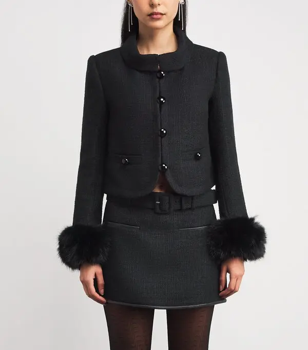 SELF-PORTRAIT Faux Fur Bouclé Blazer