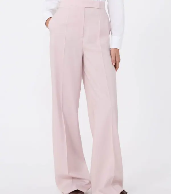 Max Mara Wool-silk Wide Leg Trousers - Beige