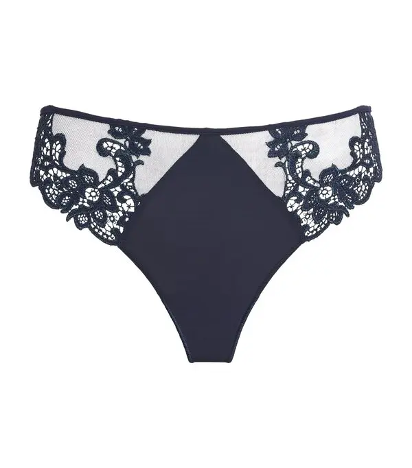 Simone Perele Lace Saga Tanga Thongs - Navy