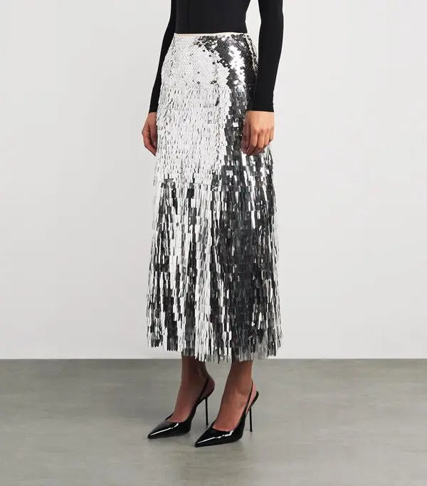 SELF-PORTRAIT Sequin-embellished Midi Skirt