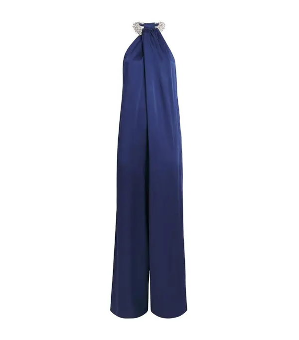 Stella McCartney Satin Halterneck Jumpsuit - Navy