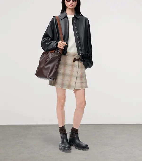 Loewe Wool-blend Checked Mini Skirt
