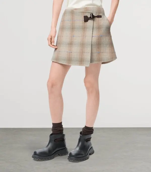 Loewe Wool-blend Checked Mini Skirt