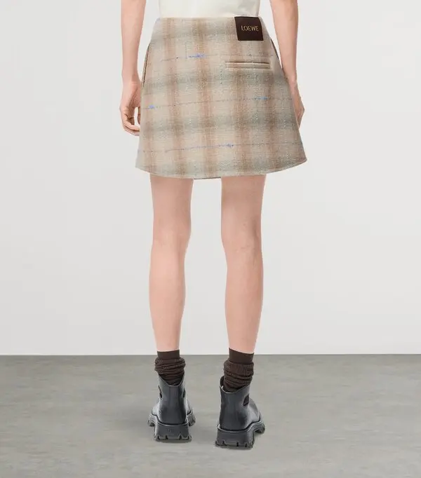 Loewe Wool-blend Checked Mini Skirt
