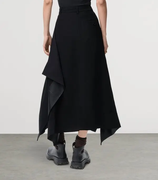 Loewe Leather-trim Side-pleat Midi Skirt