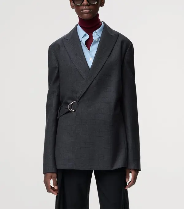 Loewe Wool Check Draped Blazer