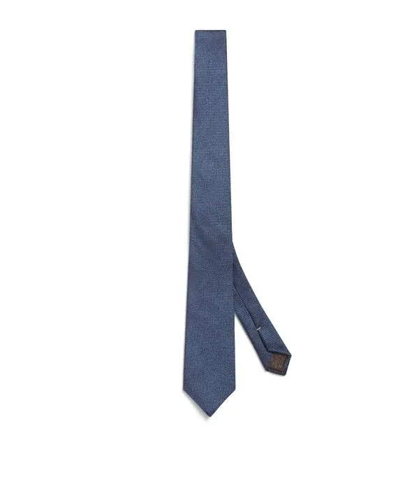 Canali Silk Jacquard Neck Tie - Navy