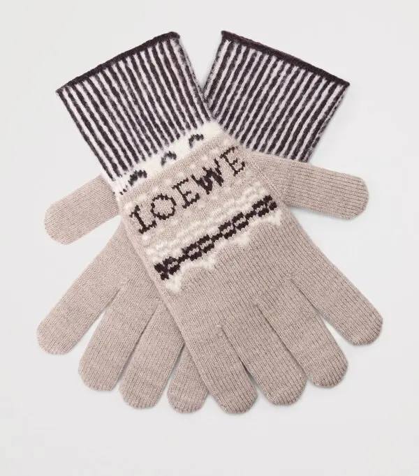 Loewe X Louis Wain Wool-blend Gloves - Beige
