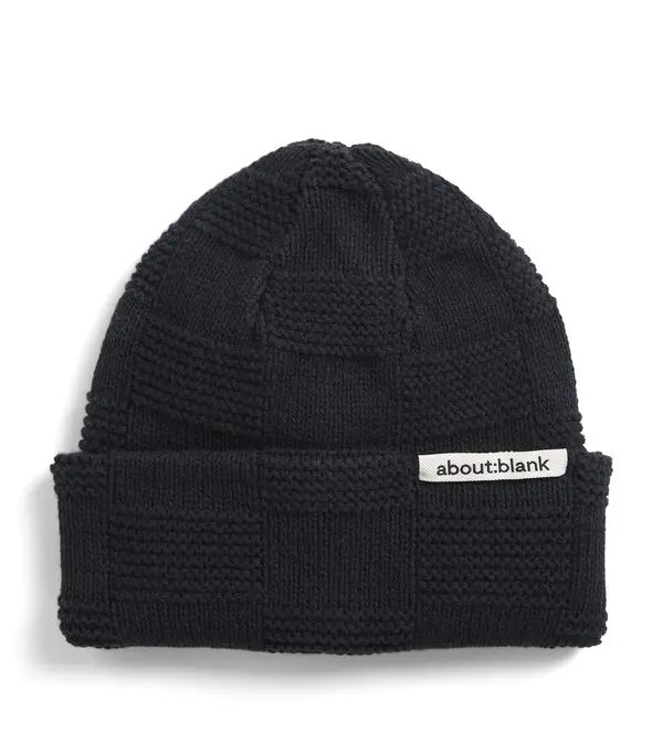 ABOUT:BLANK Cotton Knit Chequerboard Beanie - Black
