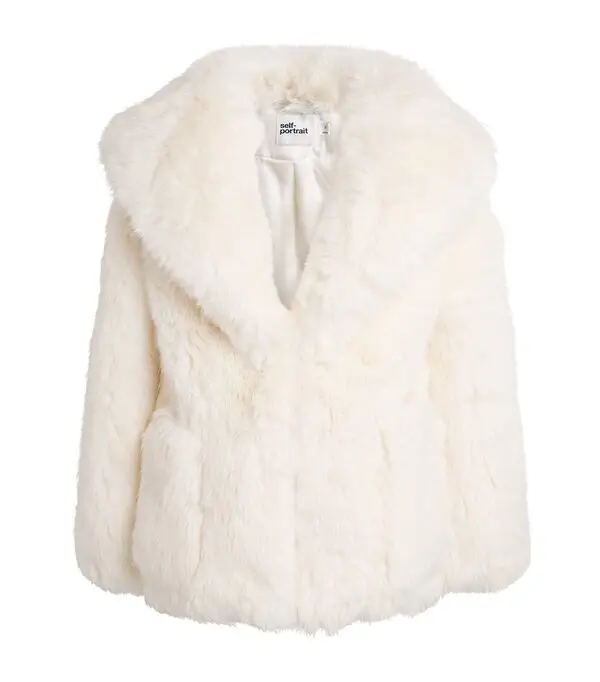 SELF-PORTRAIT Faux Fur Coat - White