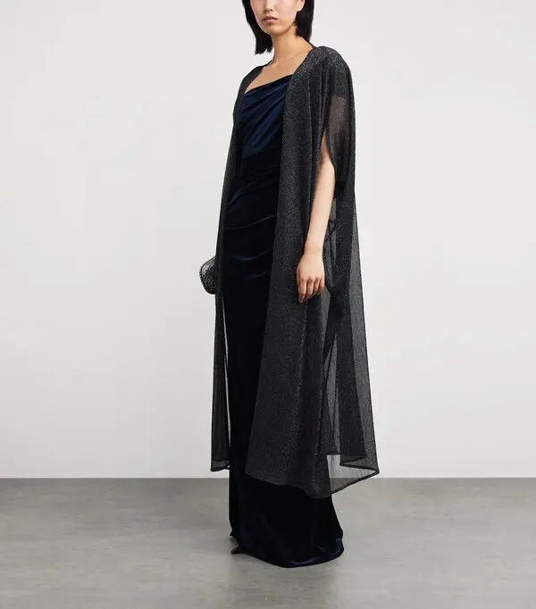 Talbot Runhof Metallic Voile Cape