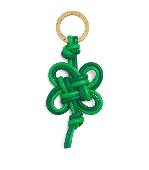 Bottega Veneta Leather Quadrifoglio Keyring - Green