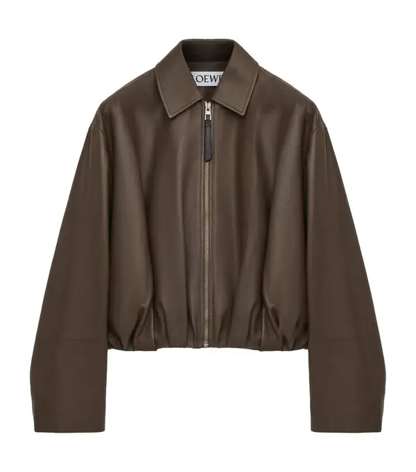 Loewe Calfskin Draped Bomber Jacket - Green