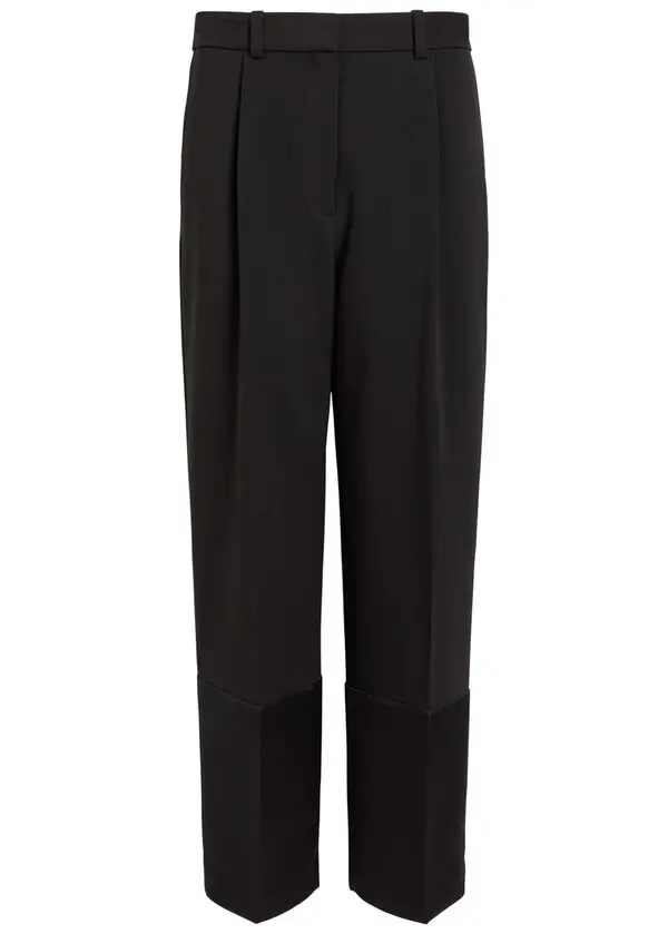 Tory Burch Satin Cuffs Cropped Crepe Trousers