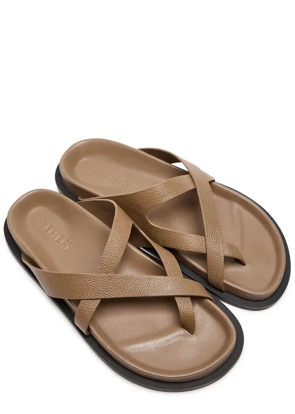 A.emery Claude Grained Leather Sandals - Beige
