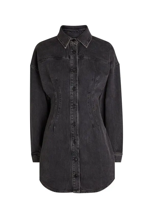 Good American Stretch-denim Mini Shirt Dress