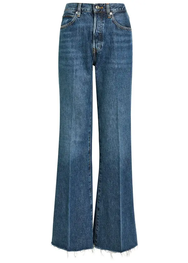 FRAME The Lax Distressed Flared-leg Jeans - Denim