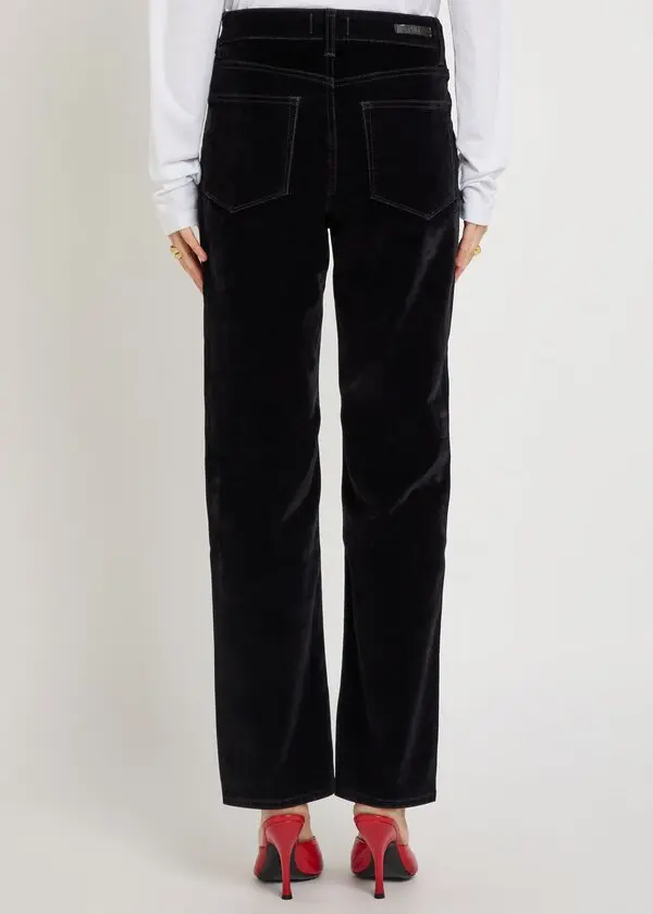 Paige Stevie Straight-leg Velvet Jeans - Black