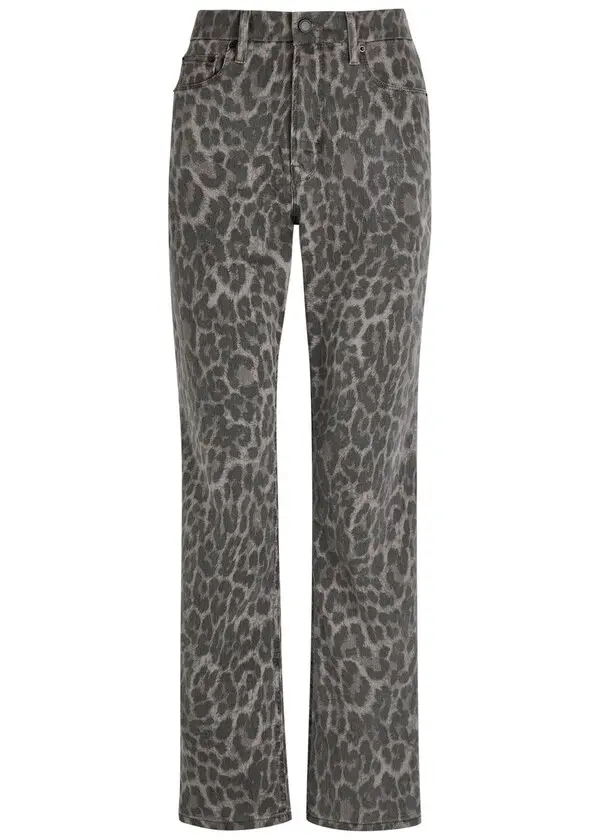 Good American Icon Leopard Straight-leg Jeans - Grey