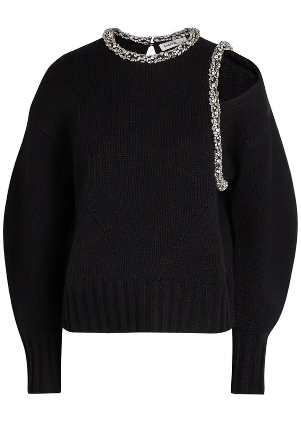 Simkhai Crystal-embellished Wool-blend Jumper - Black