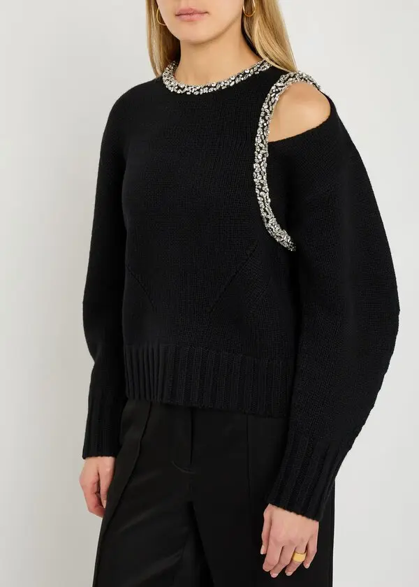 Simkhai Crystal-embellished Wool-blend Jumper - Black