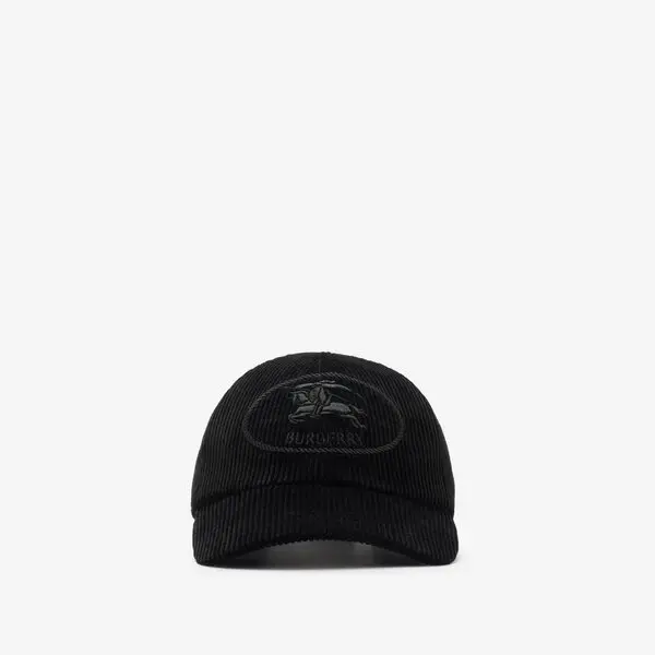 Burberry Knight Stamp Corduroy Baseball Cap - Black