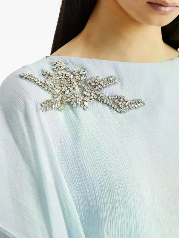 Erdem Long-sleeve Embellished Maxi Dress - Blue