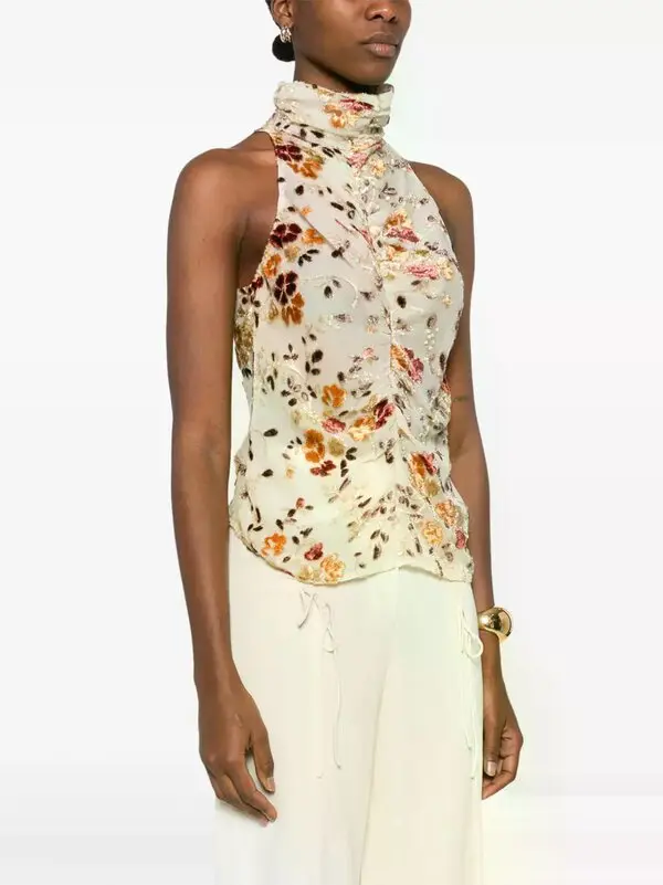 BOTSI Floral-print Ruched Blouse
