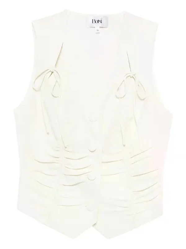 BOTSI Tie-detail Ruched Waistcoat - Neutrals