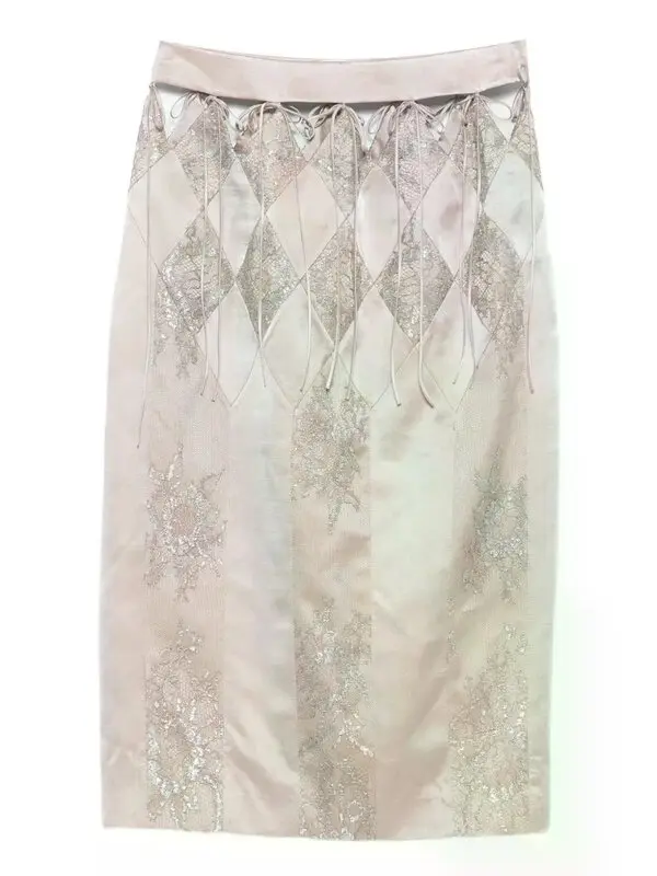 BOTSI Lumiere Diamond-lace Midi Skirt - Neutrals