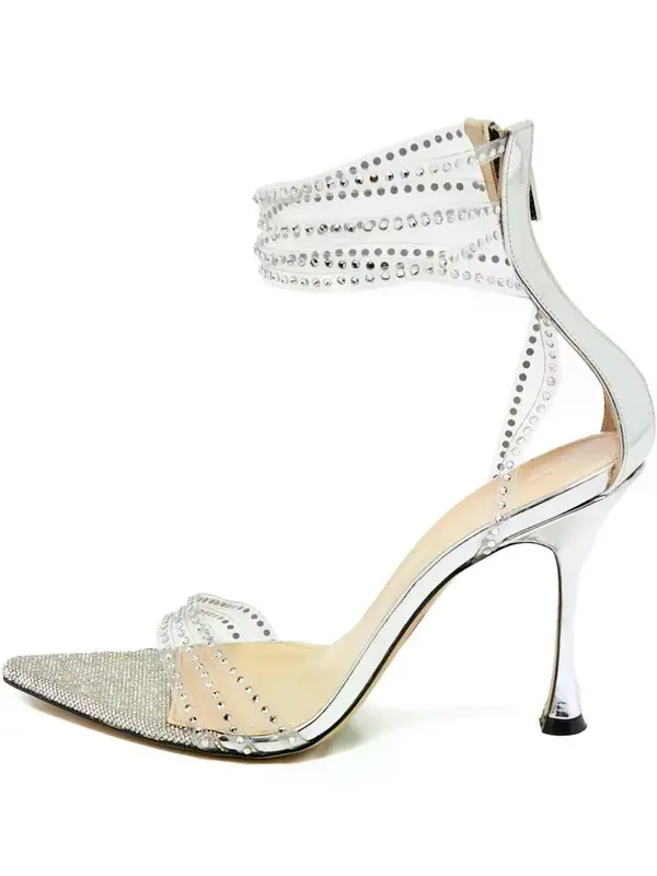 Mach & Mach Crystal-embellished Pointed Sandals - White
