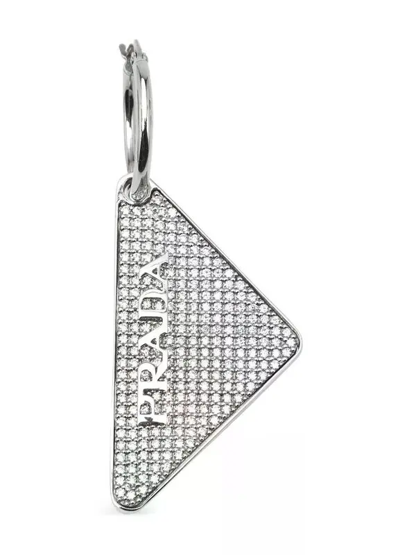 Prada Crystal Logo Earring - Silver