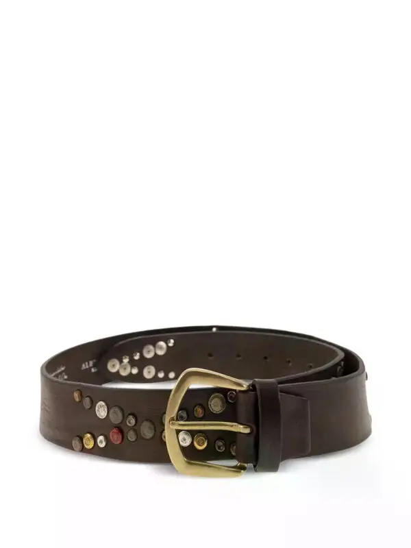 ALBERTO LUTI Studded Leather Belt - Brown