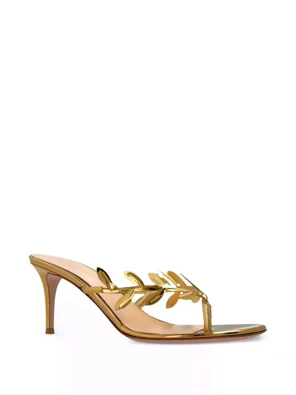 GIANVITO ROSSI Leaf-motif Heeled Mules