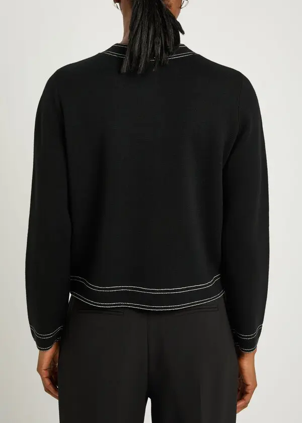 Tory Burch Topstitch Wool Cardigan