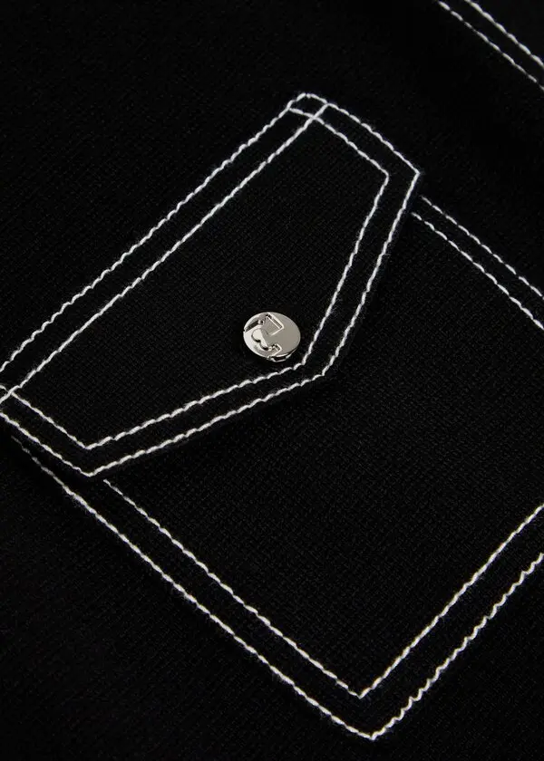 Tory Burch Topstitch Wool Cardigan