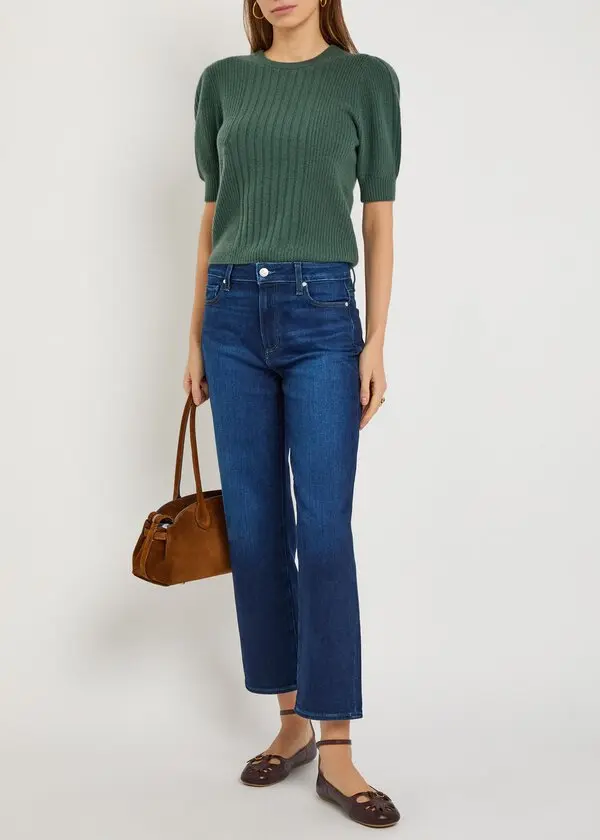 Paige Kato Puff-sleeve Ribbed Cashmere Top