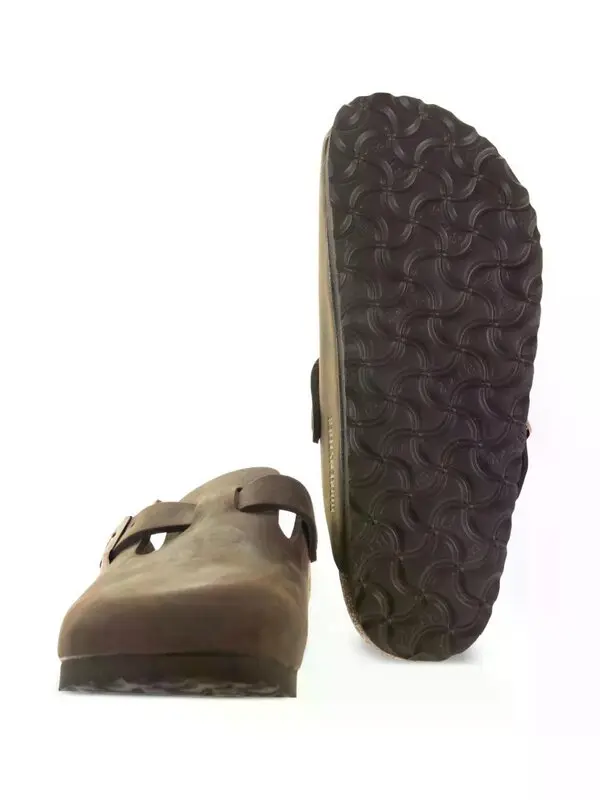 BIRKENSTOCK Boston Leather Buckle Mules - Brown