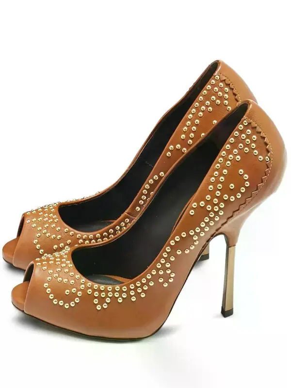 GIUSEPPE ZANOTTI Studded Leather Peep-toe Pumps