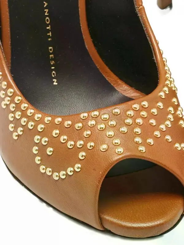 GIUSEPPE ZANOTTI Studded Leather Peep-toe Pumps