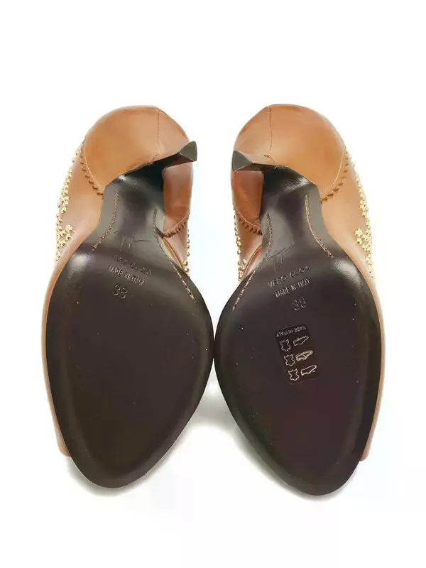GIUSEPPE ZANOTTI Studded Leather Peep-toe Pumps