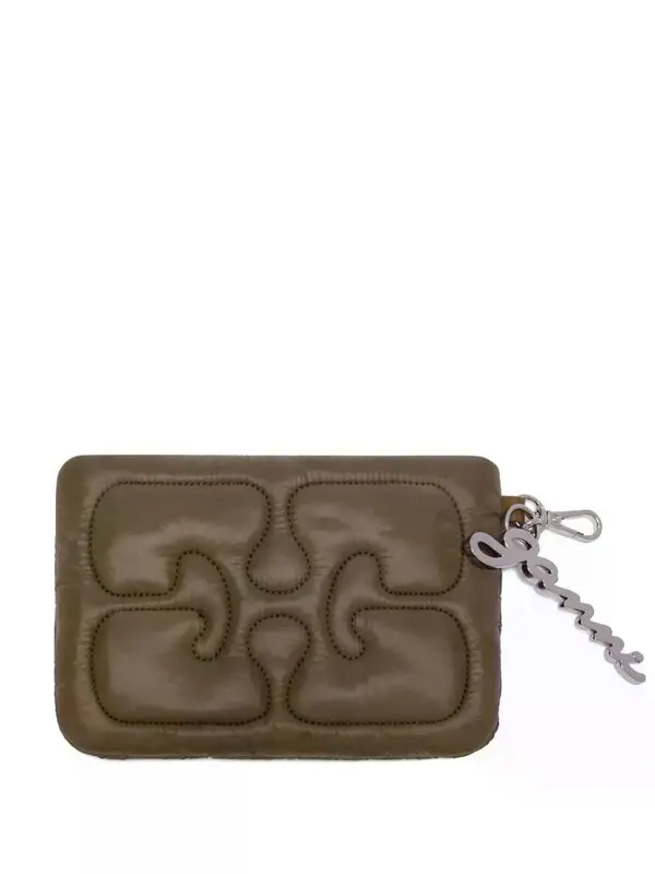 GANNI Quilted Logo-charm Wallet - Brown