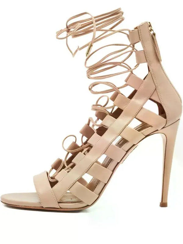 AQUAZZURA Lace-up Zip Sandals - Neutrals